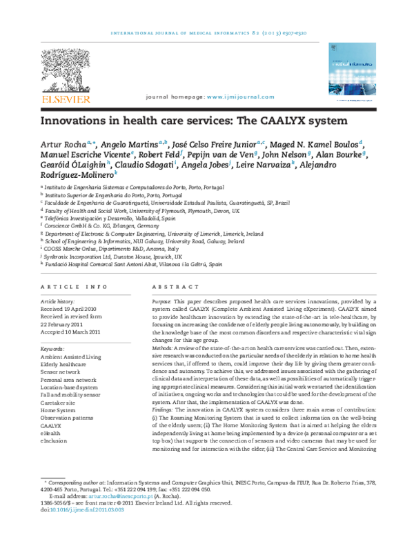 (PDF) Innovations in health care services: The CAALYX system
