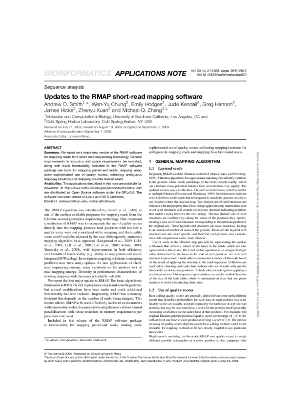 (PDF) Updates to the RMAP short-read mapping software