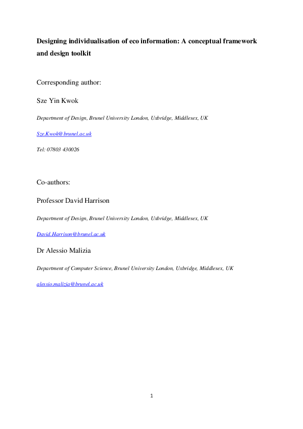 (PDF) Designing individualisation of eco information via a user centred design approach