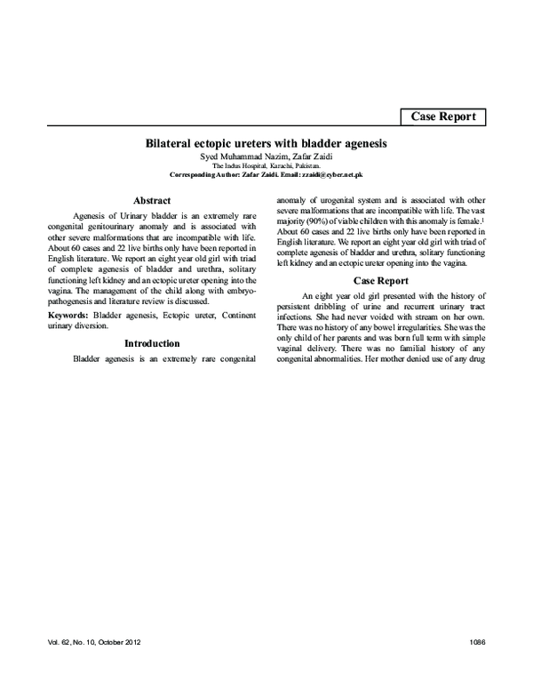 (PDF) Bilateral ectopic ureters with bladder agenesis