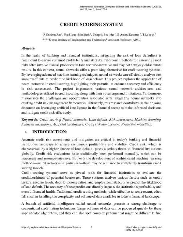 (PDF) Credit Scoring System