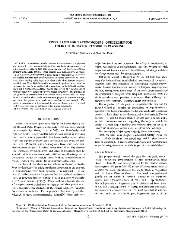 (PDF) River Basin Simulation Models: Guidelines for Their Use in Water ...