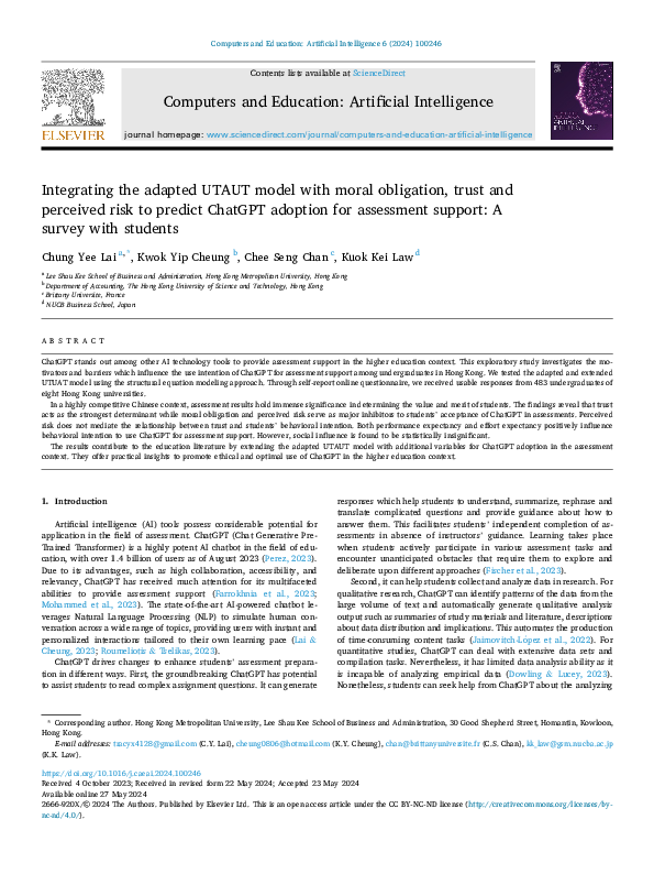 (PDF) Integrating the adapted UTAUT model with moral obligation, trust ...