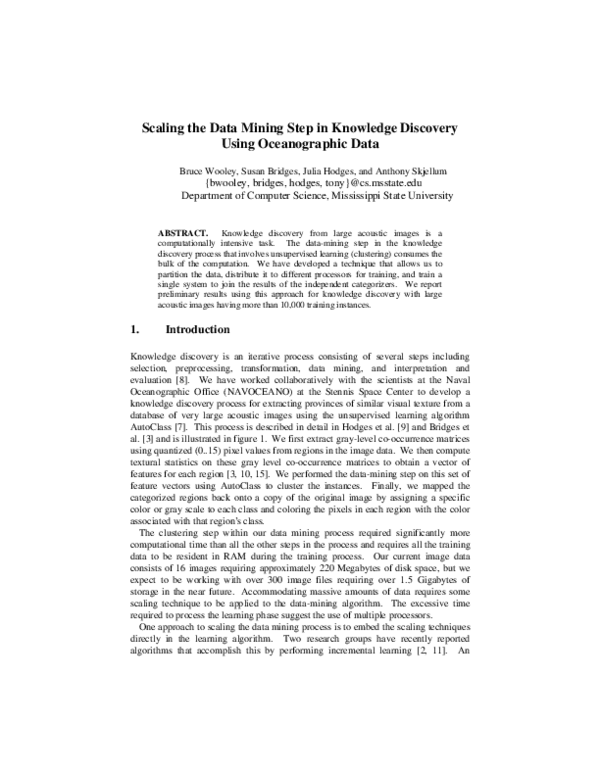 (PDF) Scaling the Data Mining Step in Knowledge Discovery Using Oceanographic Data