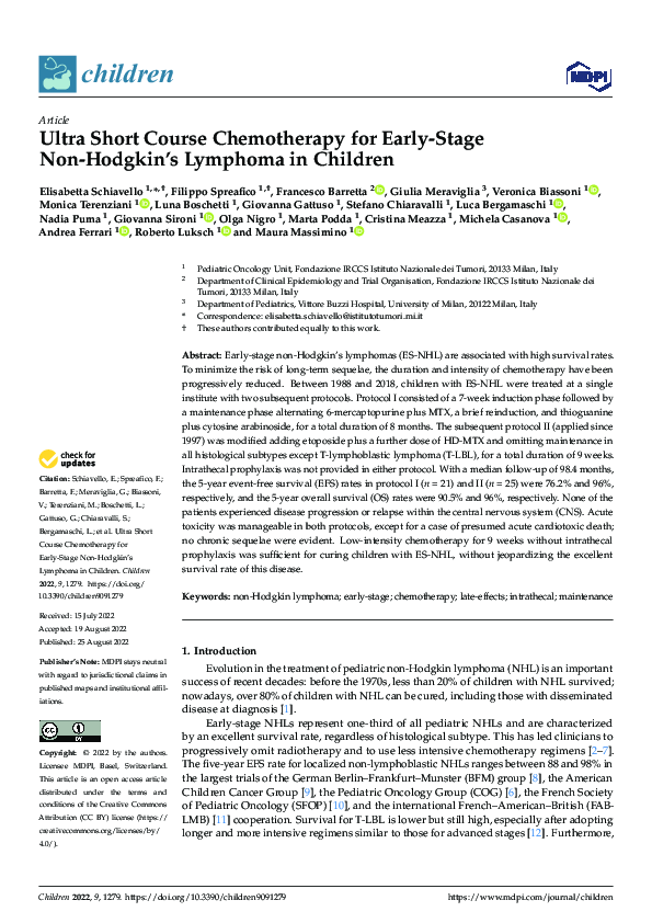 (PDF) Ultra Short Course Chemotherapy for Early-Stage Non-Hodgkin’s ...