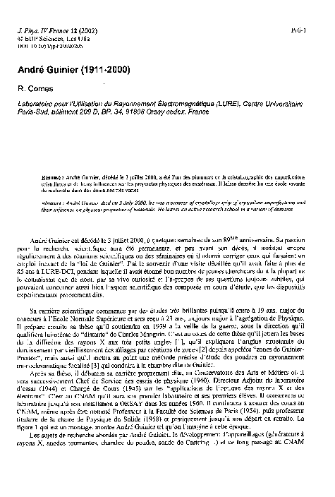 (PDF) André Guinier (1911-2000)
