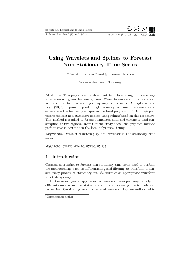 Pdf Using Wavelets And Splines To Forecast Non Stationary Time Series Mina Aminghafari