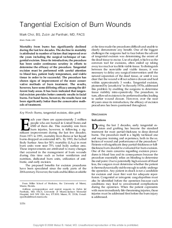 (PDF) Tangential Excision of Burn Wounds