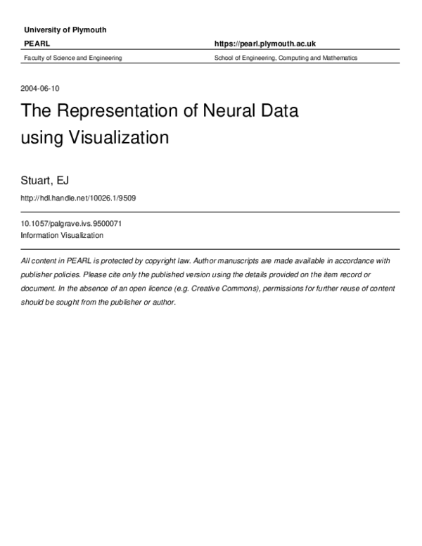 (PDF) The Representation of Neural Data Using Visualization