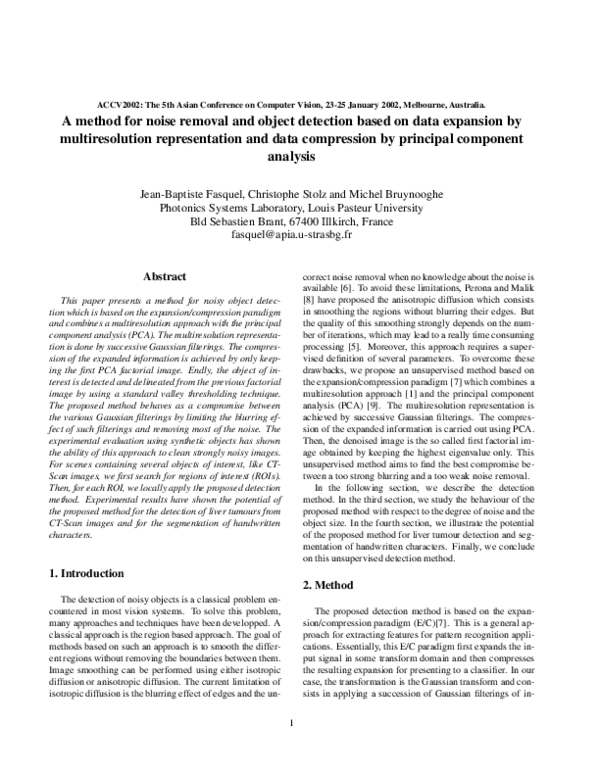 (PDF) A method for noise removal and object detection based on data expansion by multiresolution ...