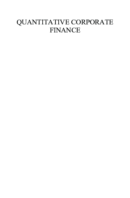 (PDF) Quantitative Corporate Finance