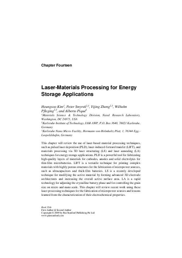(PDF) Laser Materials Processing for Energy Storage Applications