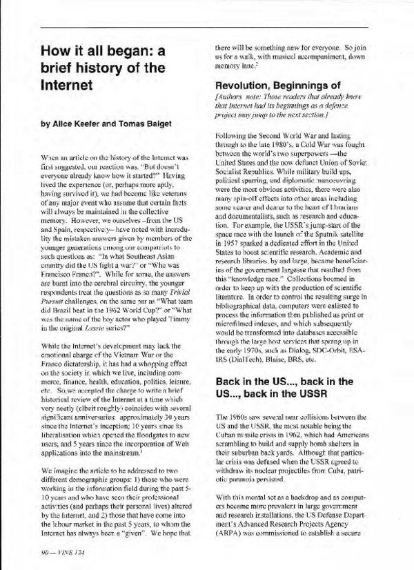 (PDF) How it all began: a brief history of the Internet