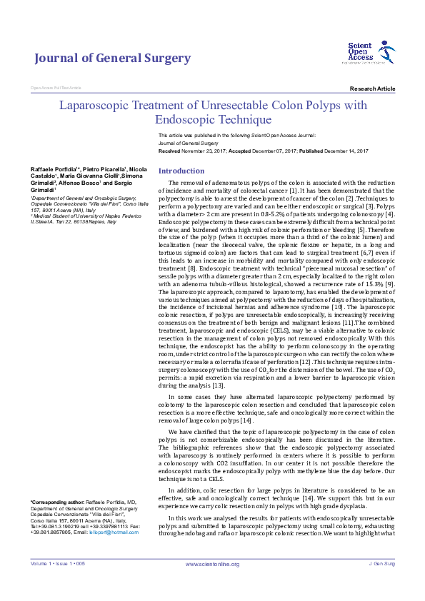 (PDF) Laparoscopic Treatment of Unresectable Colon Polyps with ...