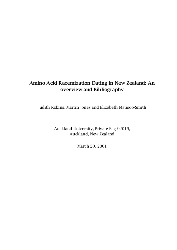 (PDF) Amino acid racemization dating in New Zealand: an overview and ...