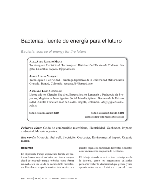 (PDF) Bacteria, source of energy for the future
