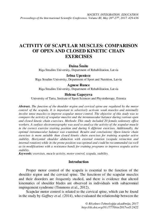 (PDF) Activity of Scapular Muscles: Comparison of Open and Closed ...
