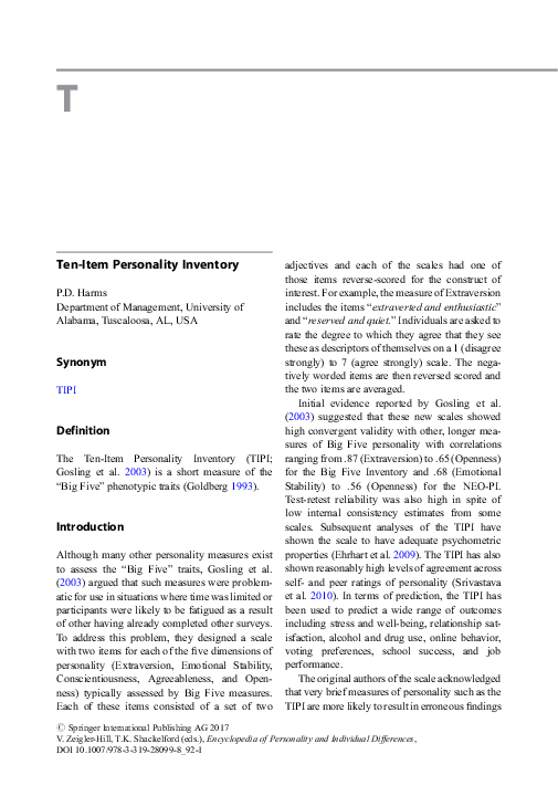 (PDF) Ten-Item Personality Inventory