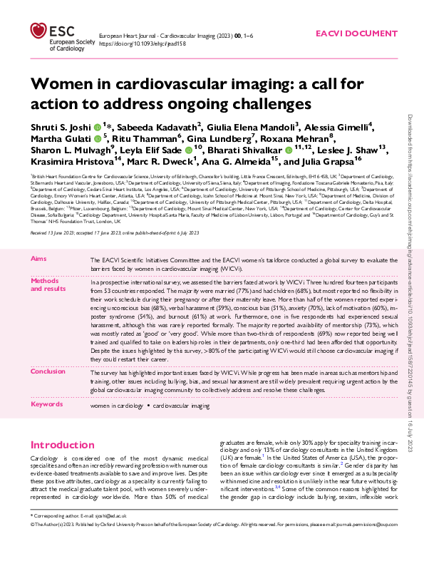 (PDF) Women in cardiovascular imaging: a call for action to address ...