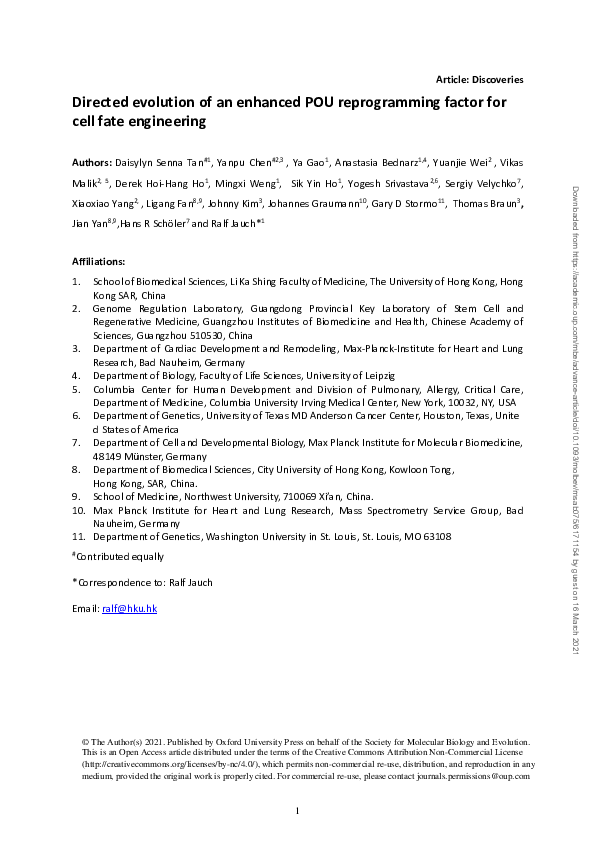 (PDF) Enhanced POU Factor for Cell Fate Reprogramming