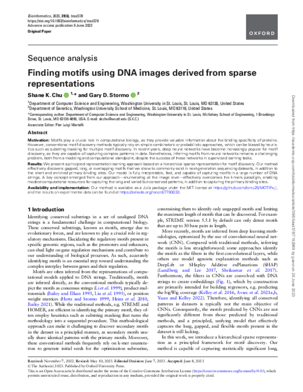 (PDF) Finding Motifs Using DNA Images Derived From Sparse Representations