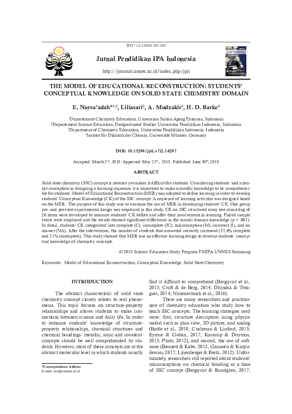 (PDF) The Model of Educational Reconstruction: Students’ Conceptual ...