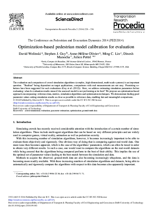(PDF) Optimization-based Pedestrian Model Calibration for Evaluation