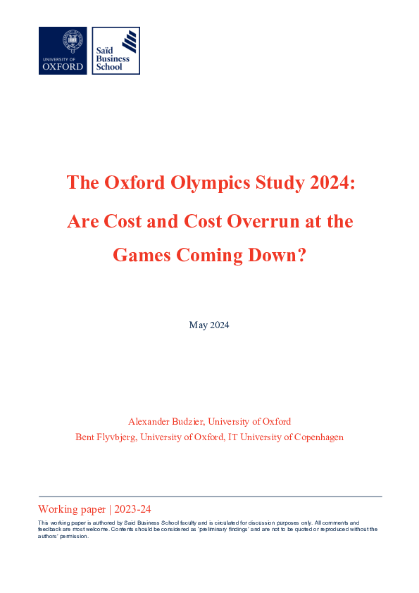 (PDF) The Oxford Olympics Study 2024: Are Cost and Cost Overrun at the ...