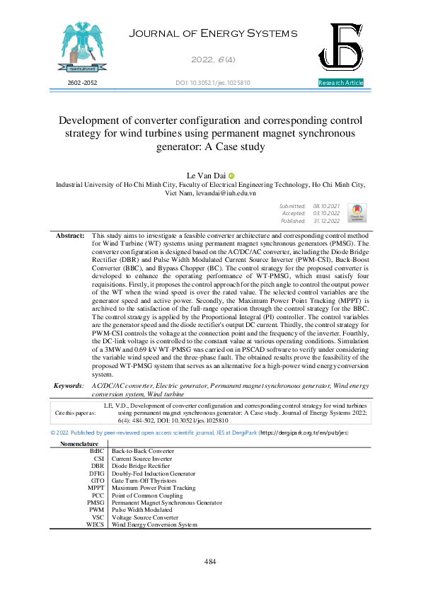 (PDF) Development of converter configuration and corresponding control strategy for wind ...