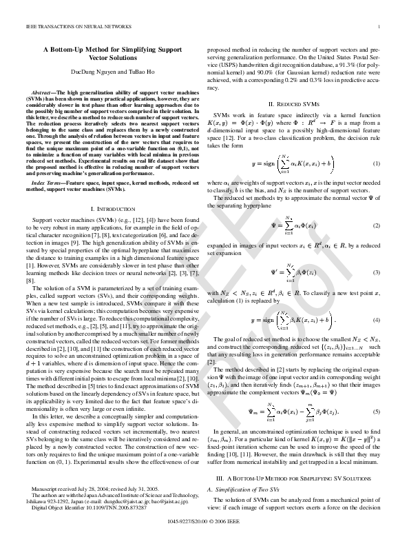 (PDF) A bottom-up method for simplifying support vector solutions (PDF) A bottom-up method for simplifying support vector solutions