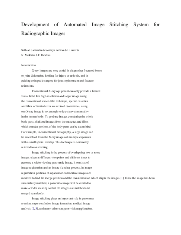 (PDF) Development of Automated Image Stitching System for Radiographic ...
