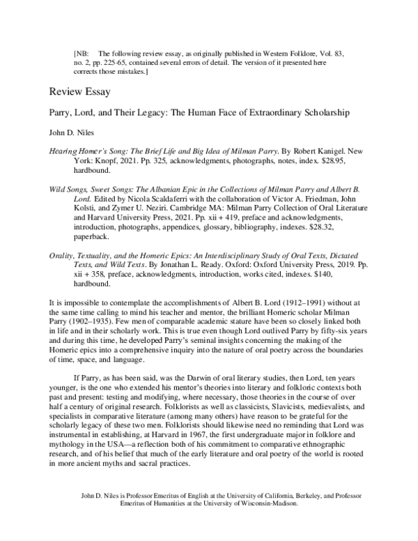 (PDF) Parry, Lord, and Their Legacy: The Human Face of Extraordinary ...