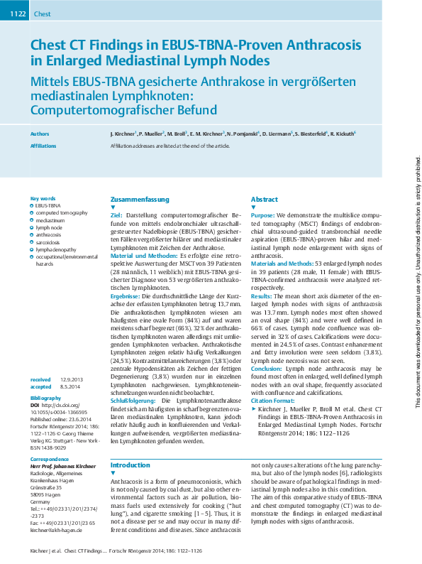 (PDF) Chest CT Findings in EBUS-TBNA-Proven Anthracosis in Enlarged ...