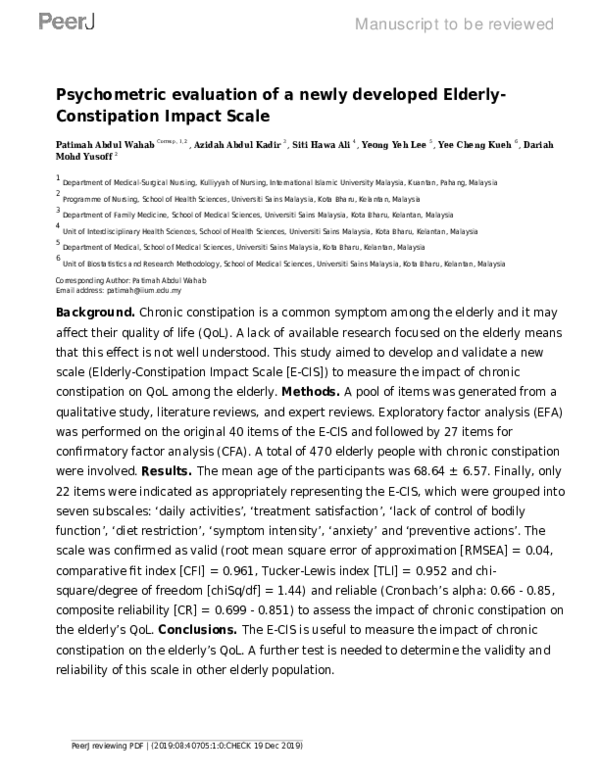 (PDF) Peer Review #1 of "Psychometric evaluation of a newly developed ...