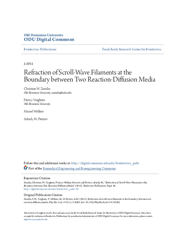 (PDF) Refraction of Scroll-Wave Filaments at the Boundary Between Two ...