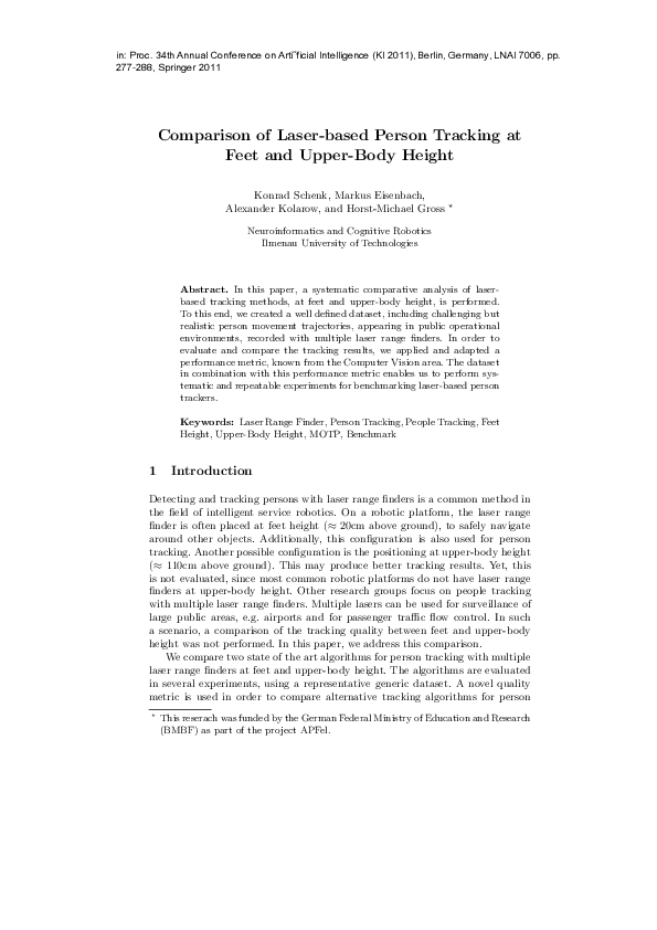 (PDF) Comparison of Laser-Based Person Tracking at Feet and Upper-Body ...