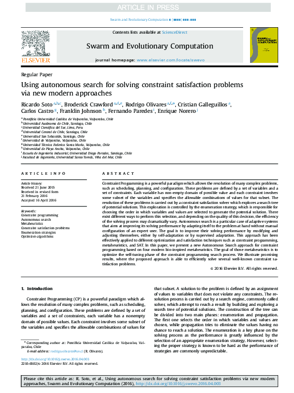 (PDF) Using autonomous search for solving constraint satisfaction ...