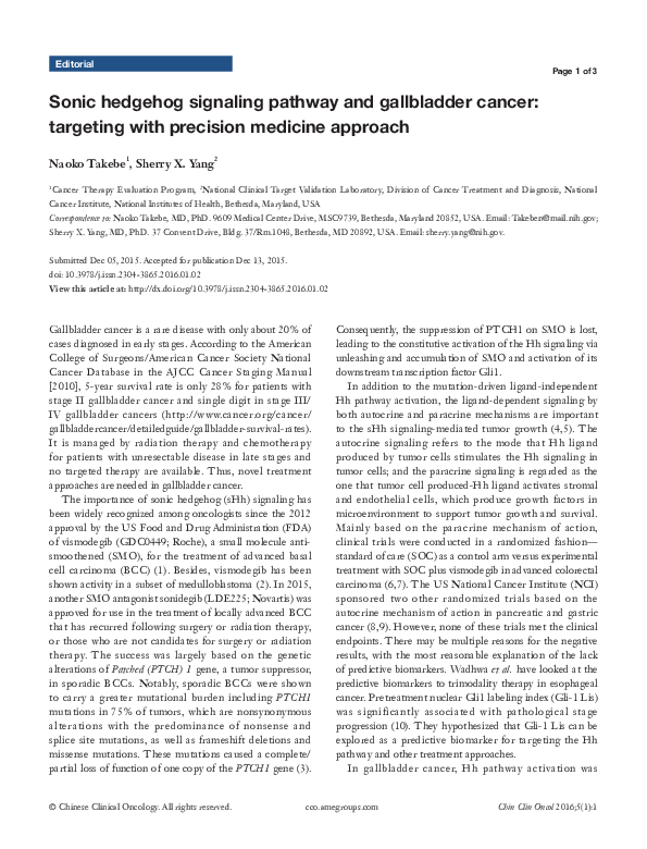 (PDF) Sonic hedgehog signaling pathway and gallbladder cancer ...