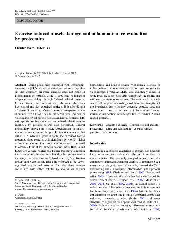 (PDF) Exercise-induced muscle damage and inflammation: re-evaluation by ...