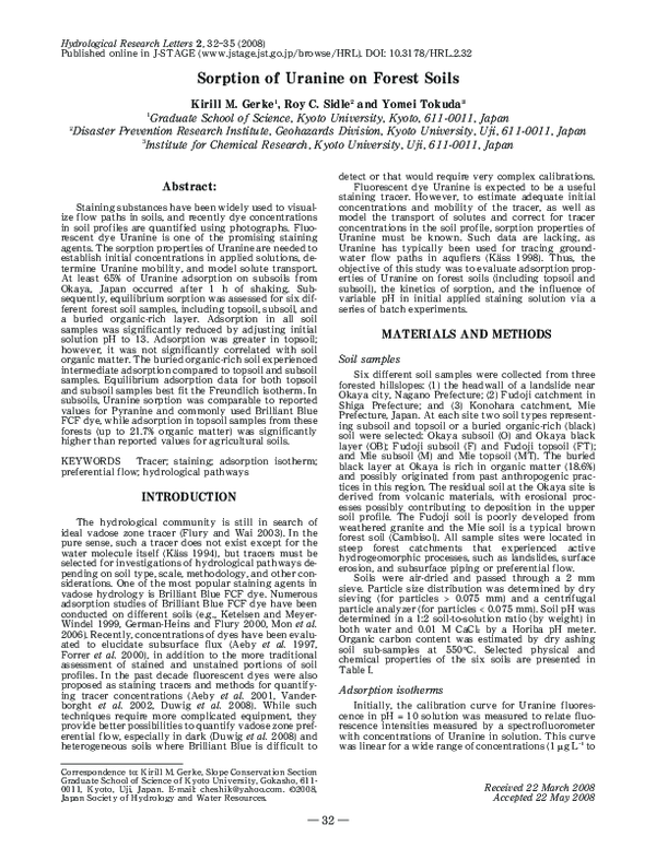 (PDF) Sorption of Uranine on Forest Soils