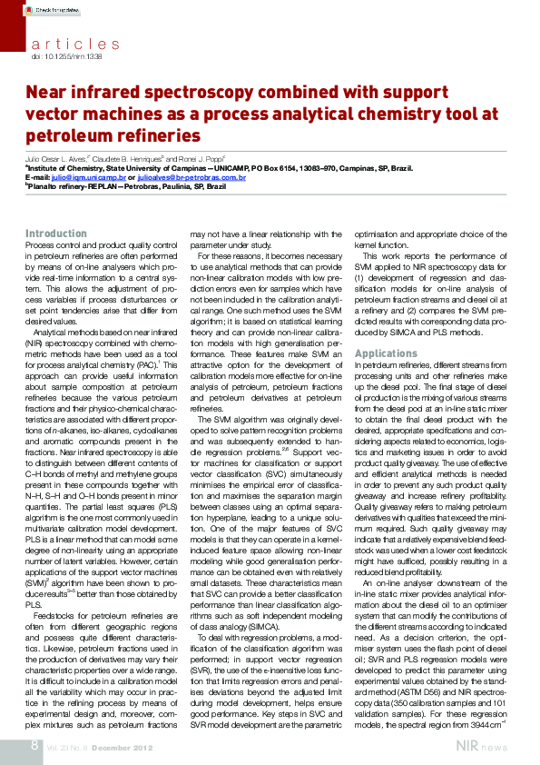 (PDF) Near Infrared Spectroscopy Combined with Support Vector Machines ...