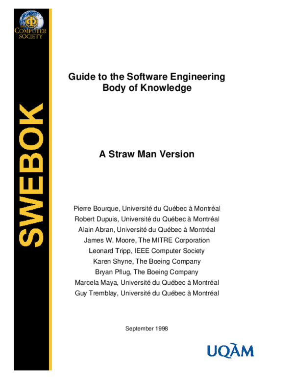 (PDF) The guide to the Software Engineering Body of Knowledge