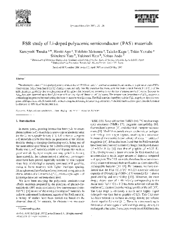 (PDF) ESR study of Li-doped polyacenic semiconductor (PAS) materials ...