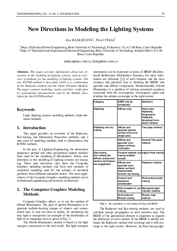(PDF) New Directions in Modeling the Lighting Systems