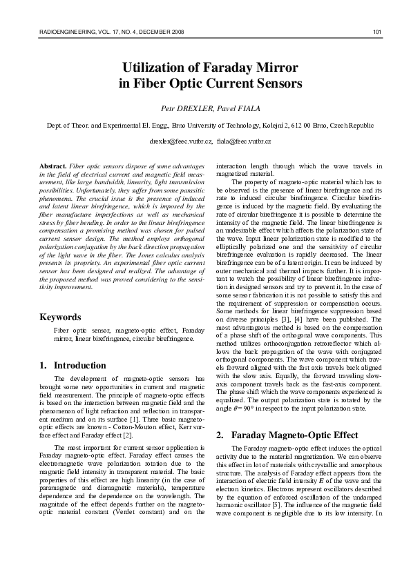 (PDF) Utilization of Faraday Mirror in Fiber Optic Current Sensors