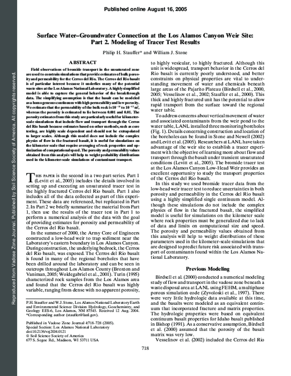 (PDF) Surface Water–Groundwater Connection at the Los Alamos Canyon ...