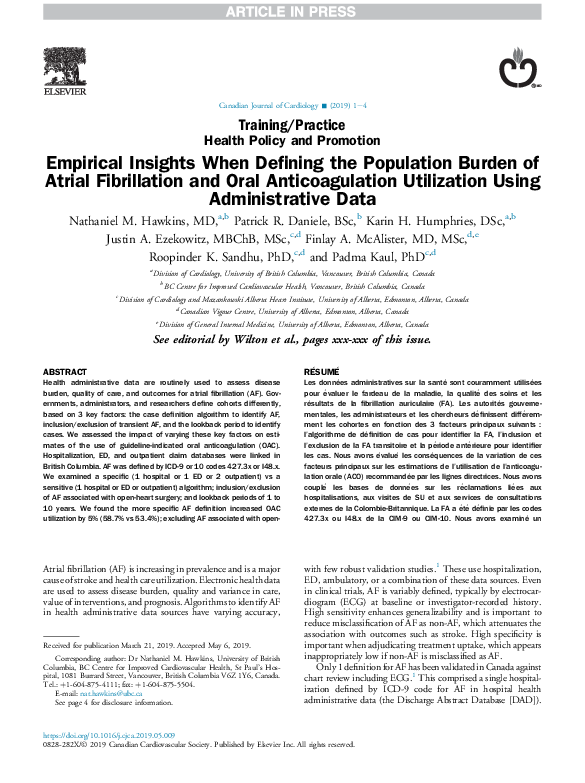 (PDF) Empirical Insights When Defining the Population Burden of Atrial ...