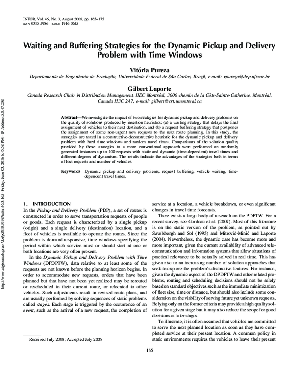 (PDF) Waiting and Buffering Strategies for the Dynamic Pickup and ...