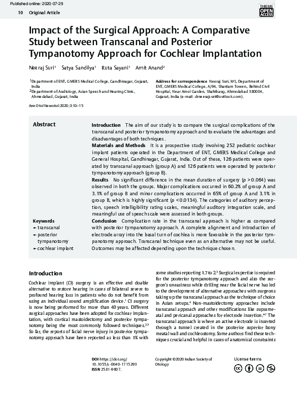 (PDF) Impact of the Surgical Approach: A Comparative Study between ...