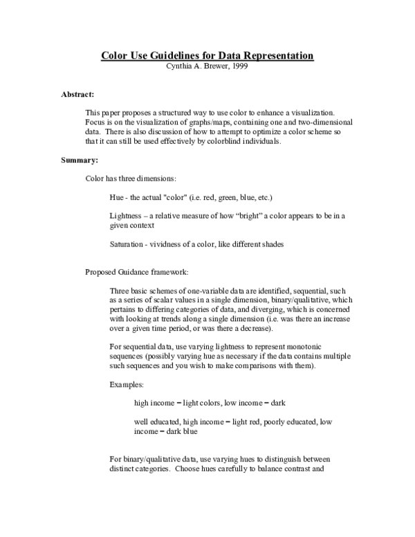 (PDF) Color use guidelines for data representation